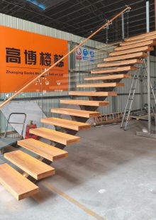 Custom Modern Steel&Wood Staircases & Railing-GaoboStair